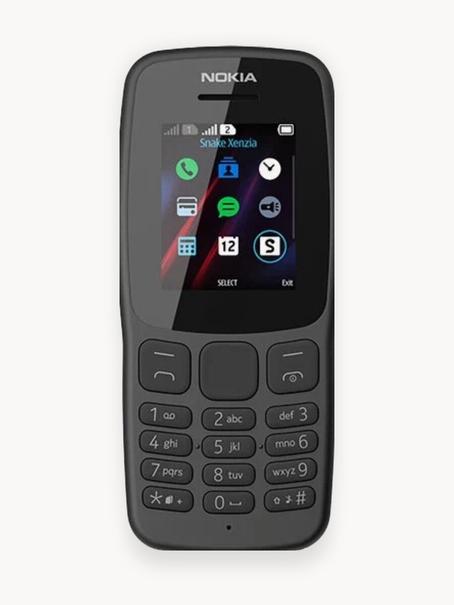 Телефон N 106, кнопочный, с 2 SIM, чёрный, легкий, классический