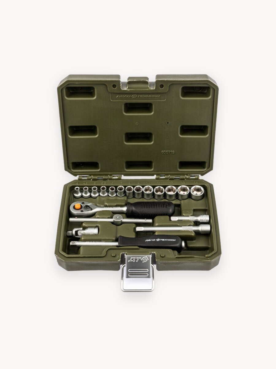 Набор головок шестигранных с трещоткой 1/4", 19 предм, Дело Техники, 600719