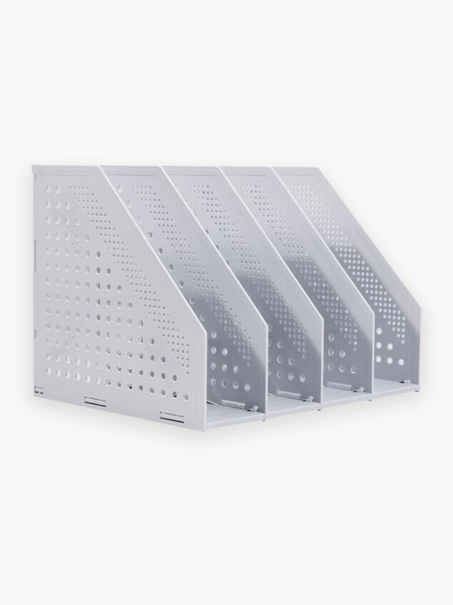 Лоток вертикальный Deli 78996LT-GREY 4отд. складной 332x256x243мм серый пластик