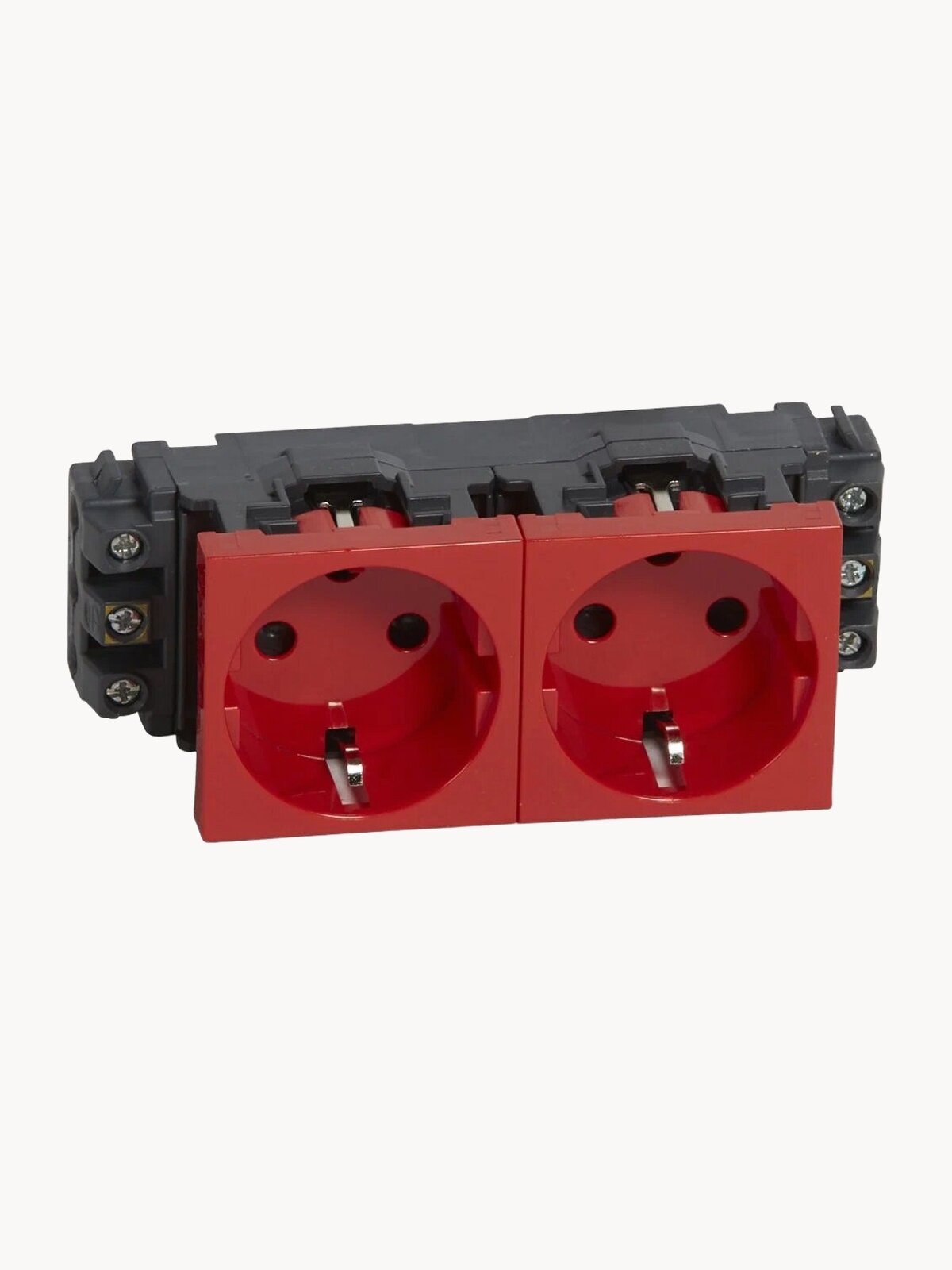 Розетка двойная с заземлением и шторками Legrand Mosaic 2х2Р+Т 074186