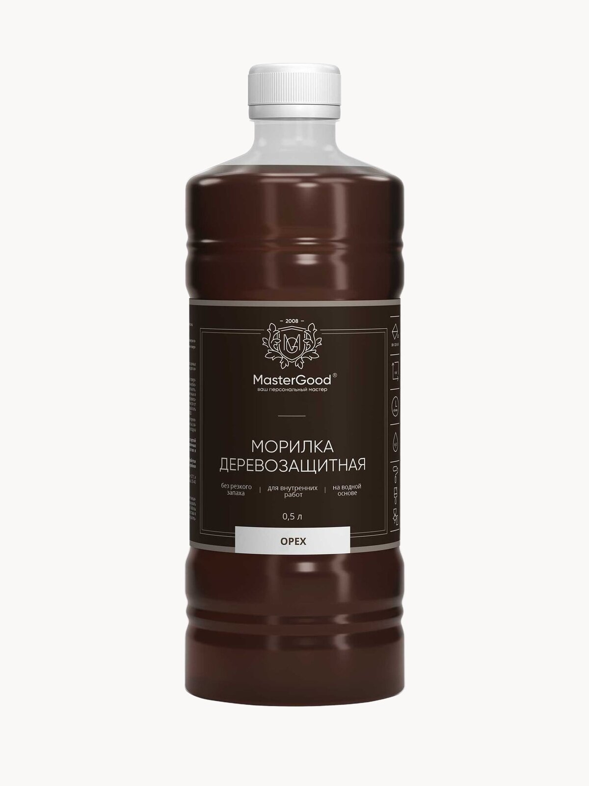 Морилка для дерева водная, пропитка для дерева без запаха MasterGood (0,5 л) Орех