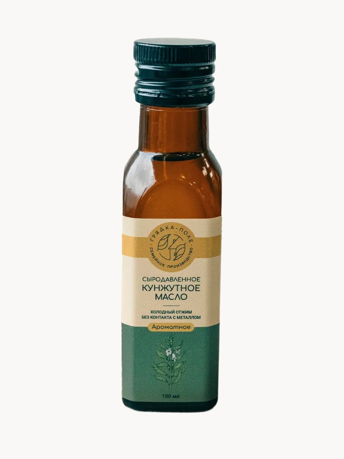 Кунжутное ароматное масло, сыродавленное, Грядка-Поле, 100 мл, холодный отжим