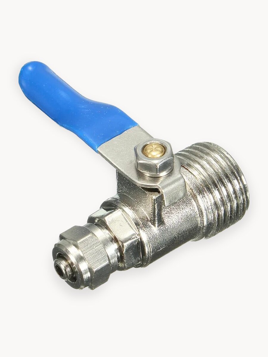 Кран шаровый для сухопарника или фильтра, резьба 1/4 дюйма/штуцер с обжимной гайкой