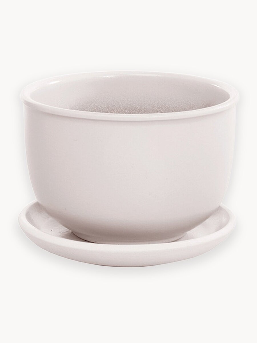 Керамический горшок цветочный ВеЩицы "Бутон" с подставкой блюдцем / объем 0,5 л, цвет серый