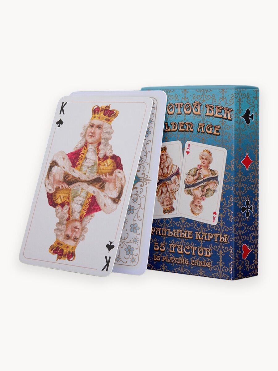 Игральные карты Золотой Век синие, 55 листов