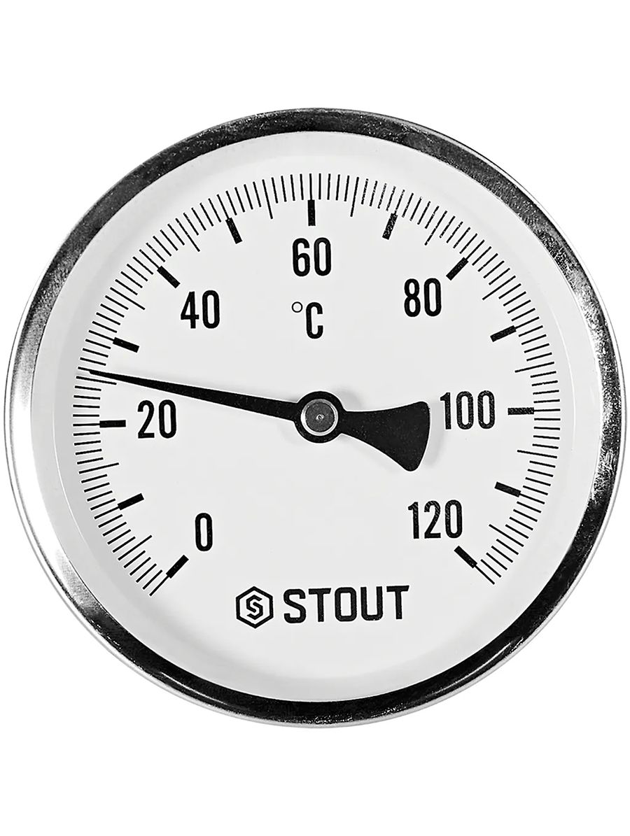 Термометр биметаллический Stout 100 мм, гильза 100 мм, 0-120С