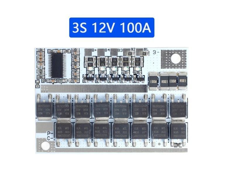 BMS 3S 100A плата защиты с балансировкой, 12В, для сборок аккумуляторов шуруповёртов и не только