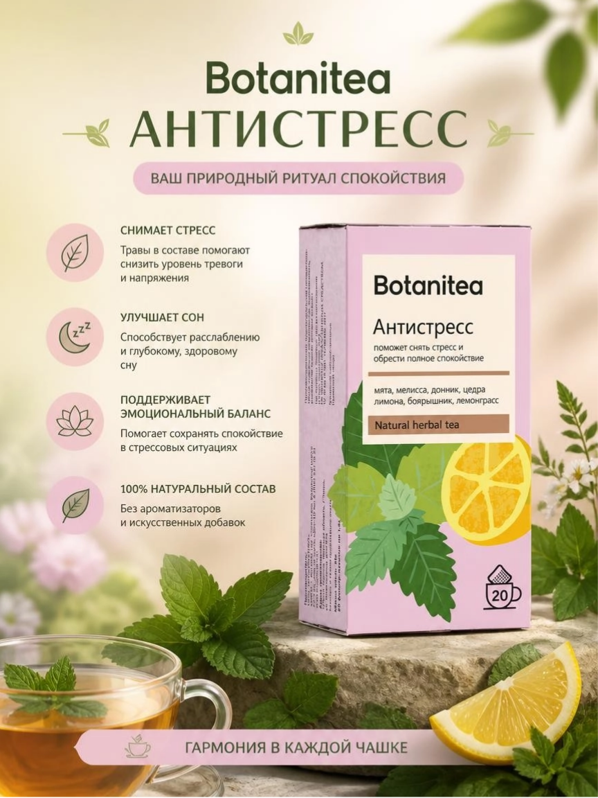 Чай Антистресс , 20ф/п по 1.8г. Botanitea.