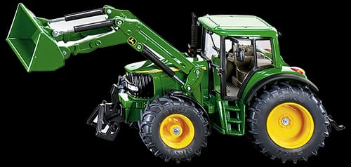 Игрушечная машинка Siku трактор John Deere с передним погрузчиком, зеленый