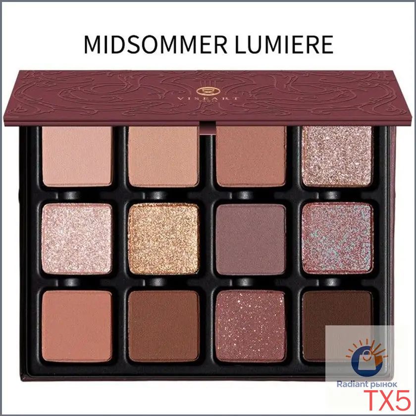 Премиальная палетка теней Viseart, 12 оттенков, 18 г, серия Midsommer Lumiere