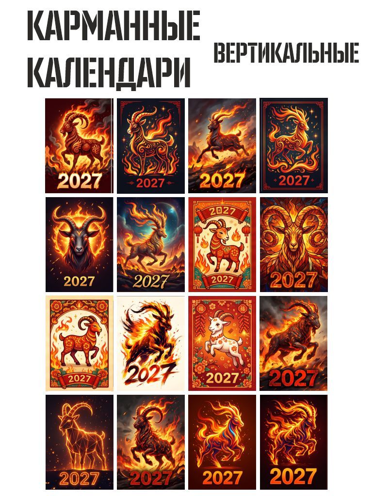 Календарь карманный на 2027 комплект 16шт Год козы (2)