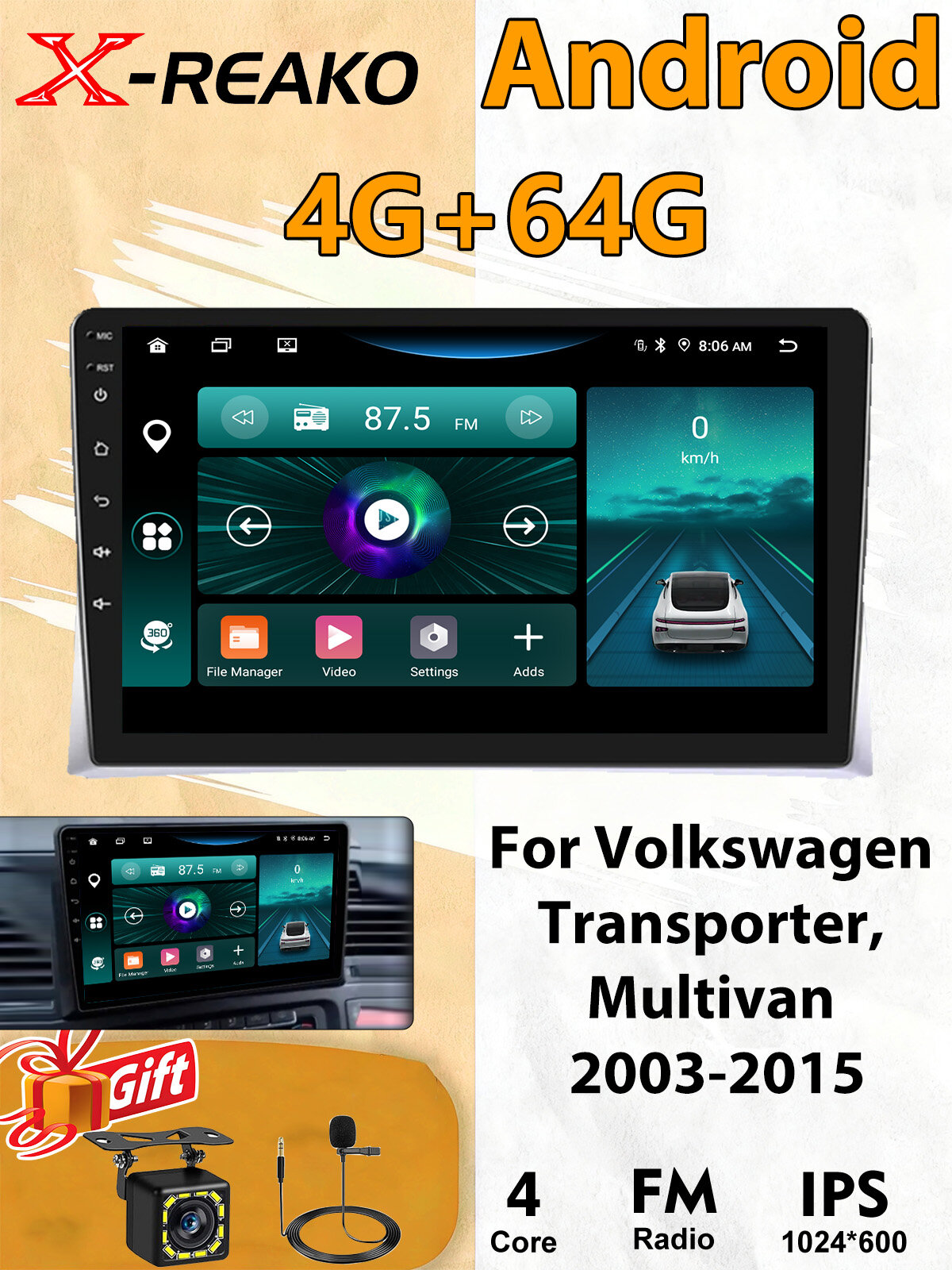 Магнитола для Volkswagen Transporter, Multivan 2003-2015+ экран 9 дюймов Андроид wifi Bluetooth GPS