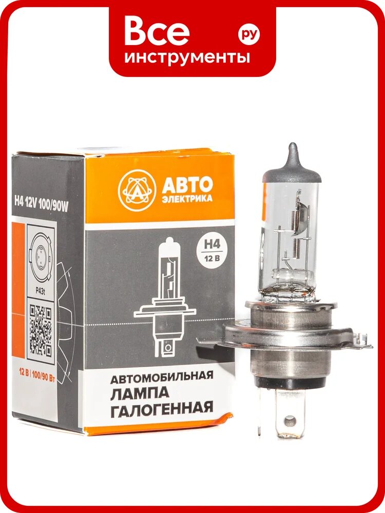 Автолампа автоэлектрика h4 12-100/90 p43t, галогенная 12 в 09.02397