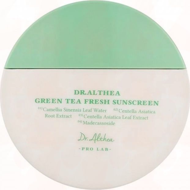 Dr.Althea / Доктор Алтея Green Tea Fresh Sunscreen Крем солнцезащитный для лица SPF50+ РА++++ успокаивающий, 45мл / корейская космет