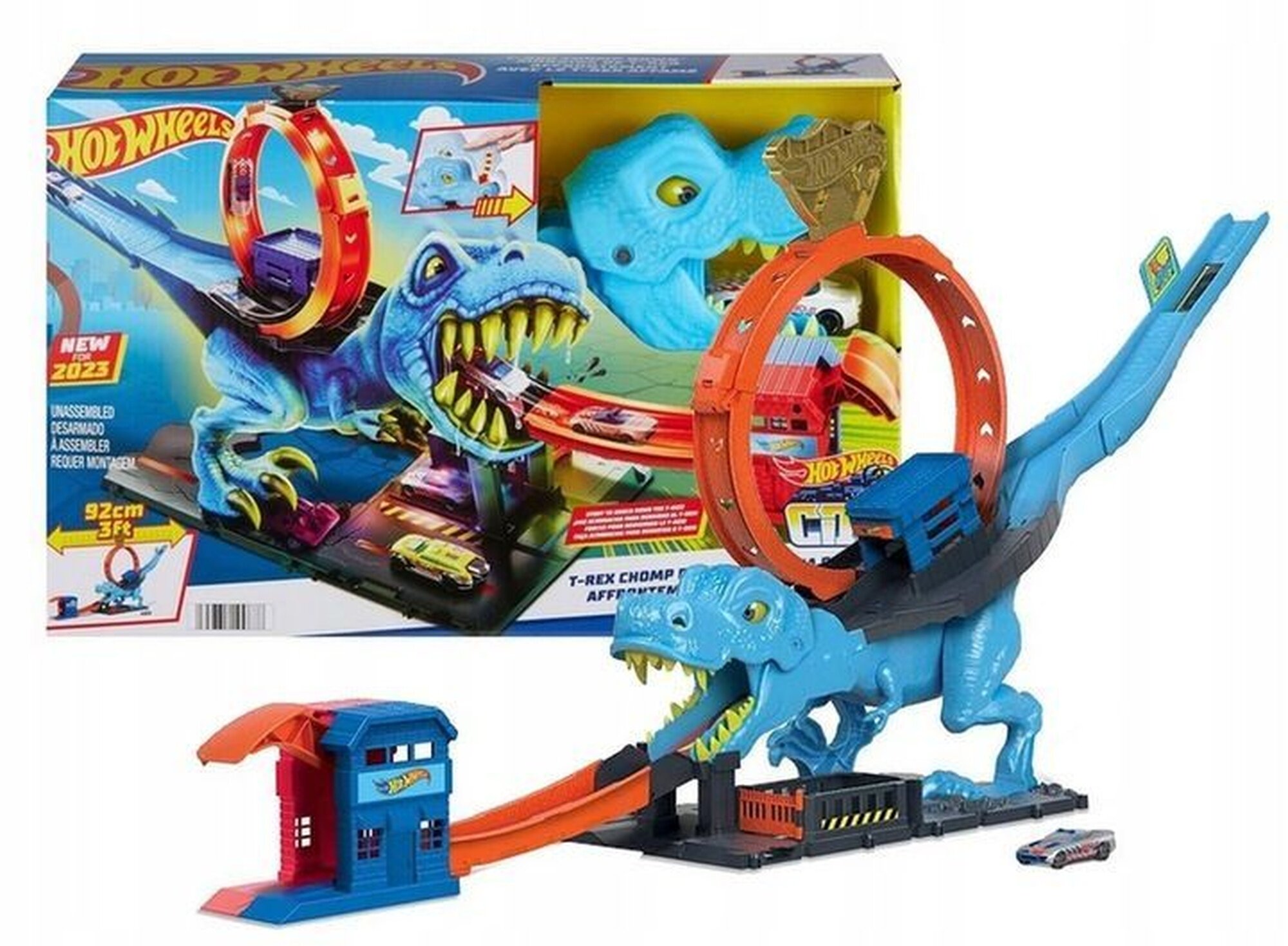Игрушечный трек Hot Wheels City- Игровой набор петля T-Rex Crocodilt-Rex Loop + машинка - Хот Вилс Ти-Рекс HKX42
