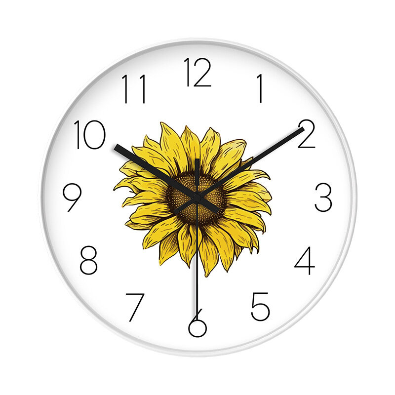 Настенные часы «Подсолнух» | 30 см | Бесшумные кварцевые часы без тиканья | Креативный цветочный дизайн с выразительными цифрами | Декоративные часы для кухни, гостиной или офиса