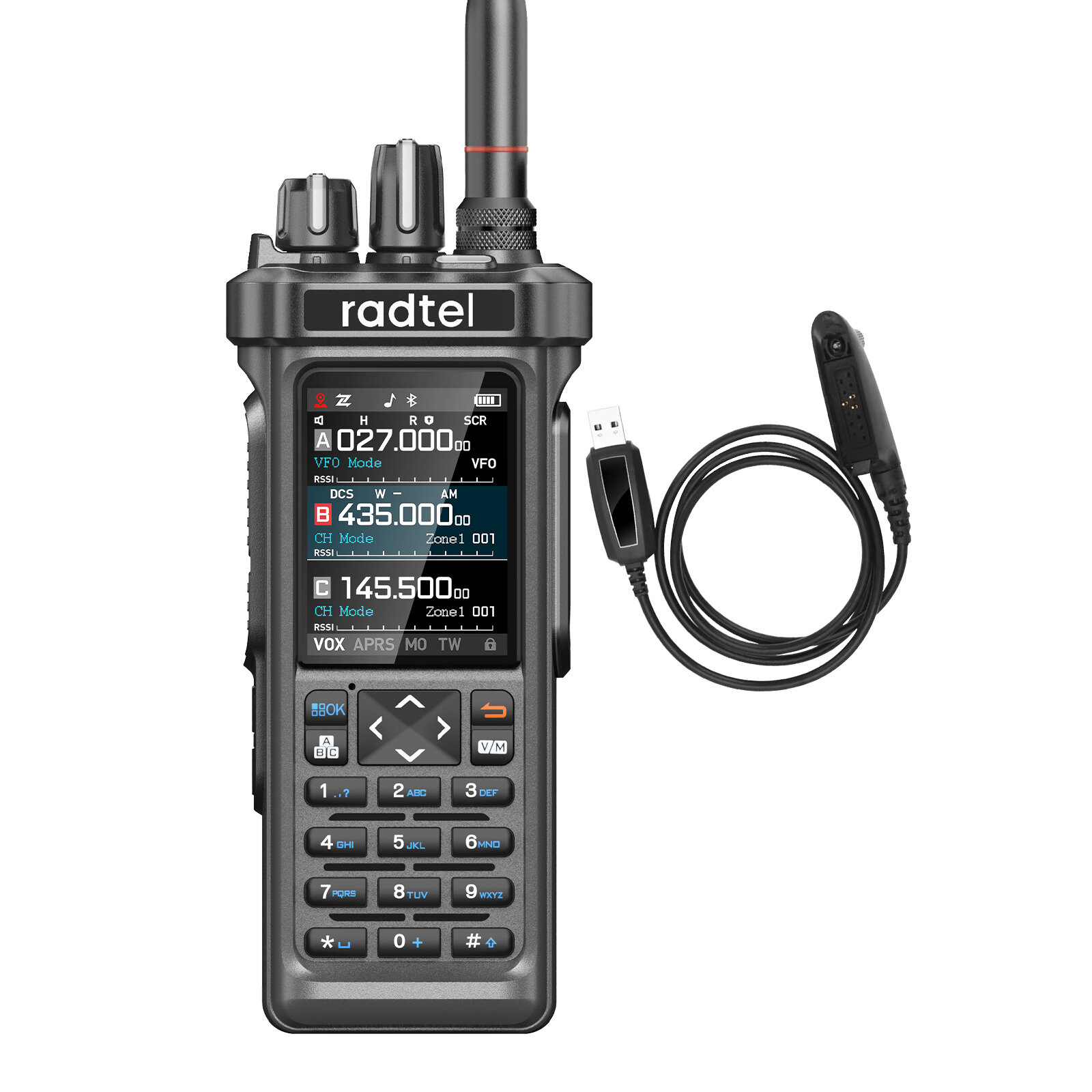 Radtel RT-950 любительская радиостанция с GPS, APRS, Bluetooth-программированием и приёмом AM/FM/LW/MW/SW