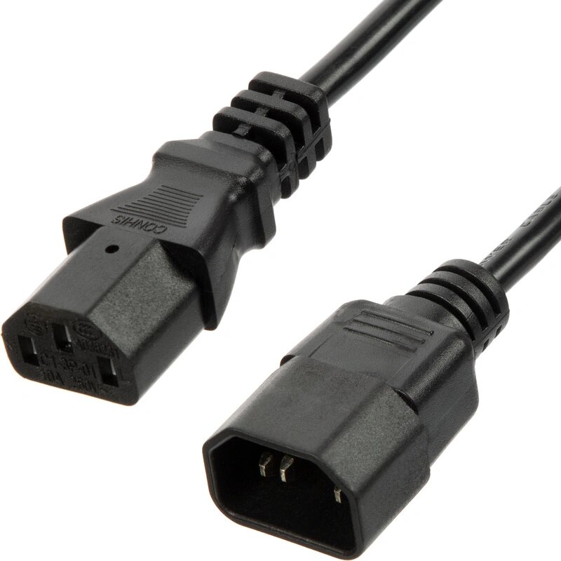 Кабель питания C13(F)-C14, 10А, 0,75мм2, 1.8м, чер (OPC002)