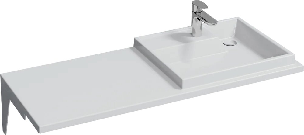 Раковина над стиральной машиной СаНта Юпитер 120 R с левым крылом, прямоугольная, белая, на кронштейнах, российская