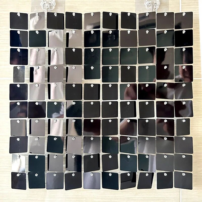 Мерцающие настенные фоны квадратные панели с блестками 24 шт 26 Pcs(30x30cm), Black