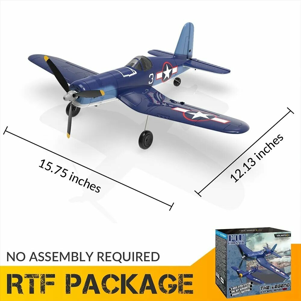 Игрушечный самолет Volantexrc F4U Corsair RC Plane 400 мм с дистанционным управлением, пилотажный полет RTF (761 - 8)