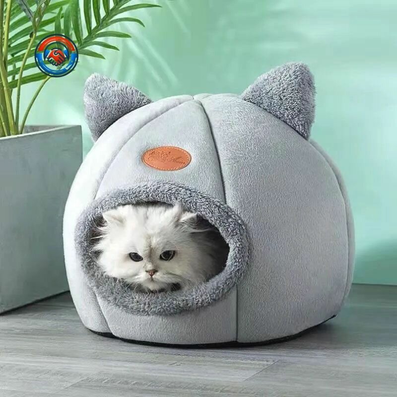 Круглый мягкий лежак для кошек, уютное спальное место среднего размера, стирается вручную, пессимистичный оттенок