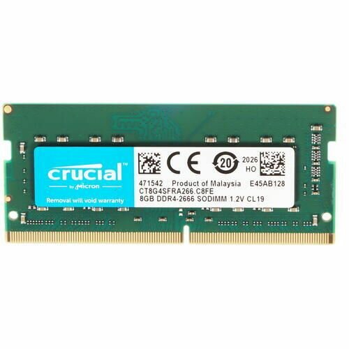 Оперативная память Crucial (CT8G4SFRA266) SODIMM DDR4 8ГБ - DDR4, 8ГБх1 шт, 2666 МГц, 19-19-19-Х