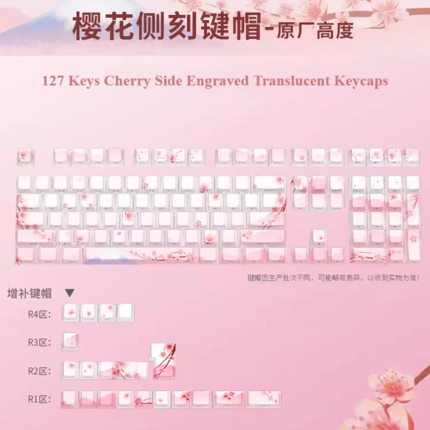 Колпачки для клавиш Semalam Sakura Pink PBT 127 шт. для MX Switch