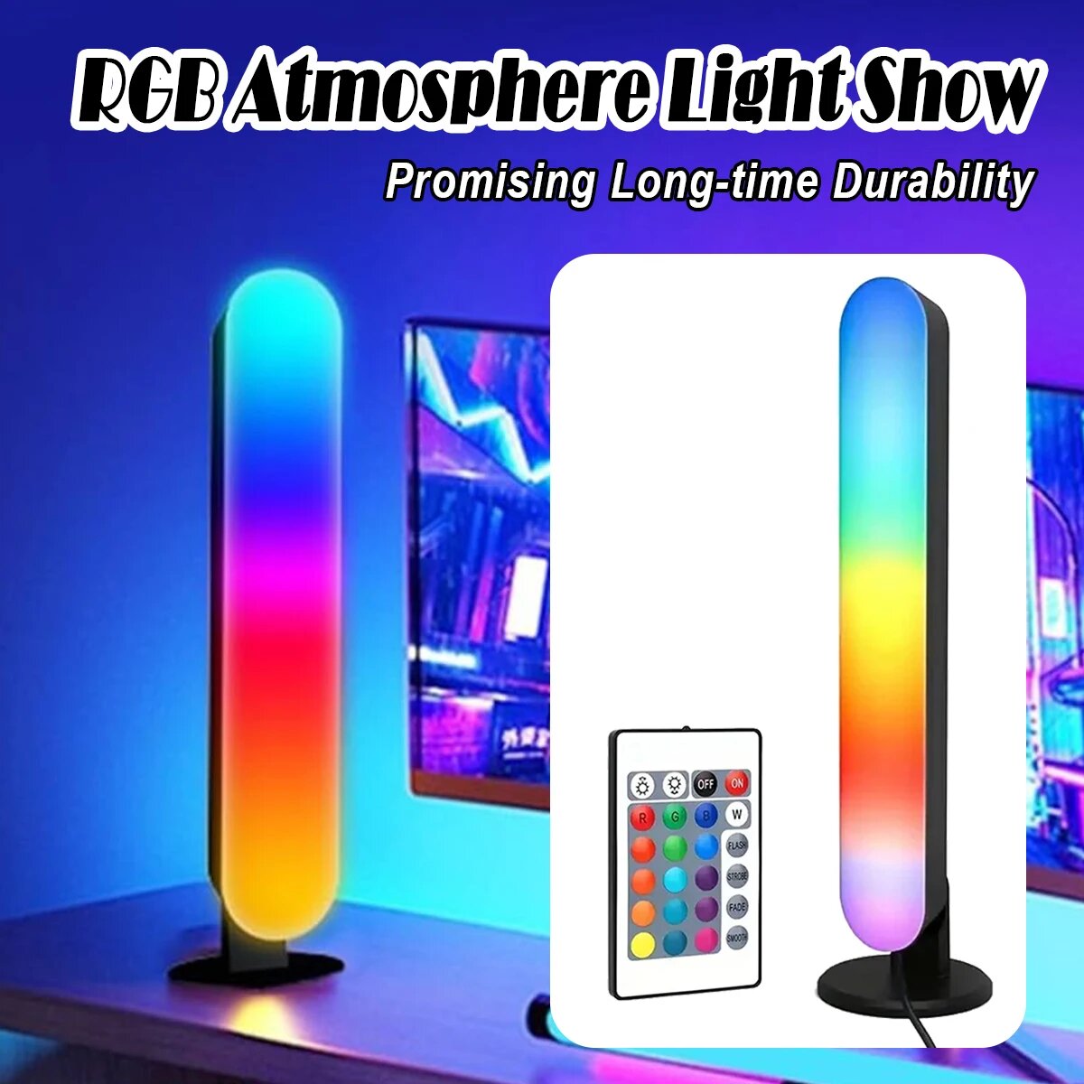 Умные светодиодные ленты с дистанционным управлением, музыкальная RGB настольная лампа, пикап, ночной светильник для игр, ТВ, атмосферное украшение, домашний декор 2PC