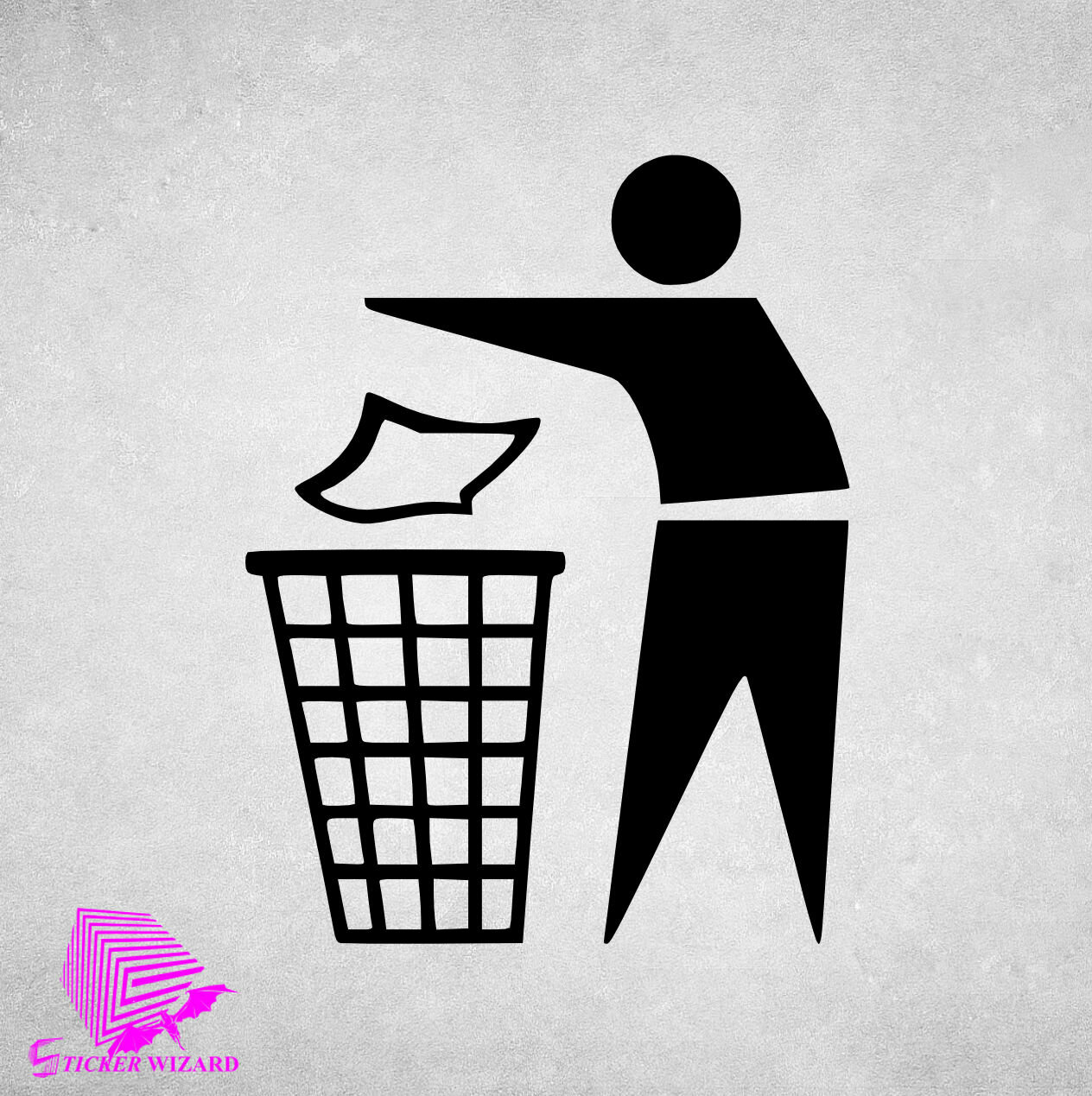 Наклейка виниловая на прозрачной основе (черная) "Место для сбора мусора"