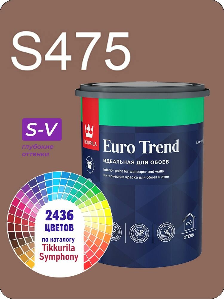 Краска для обоев Tikkurila Euro Trend 0,9л. глубокие оттенки S475