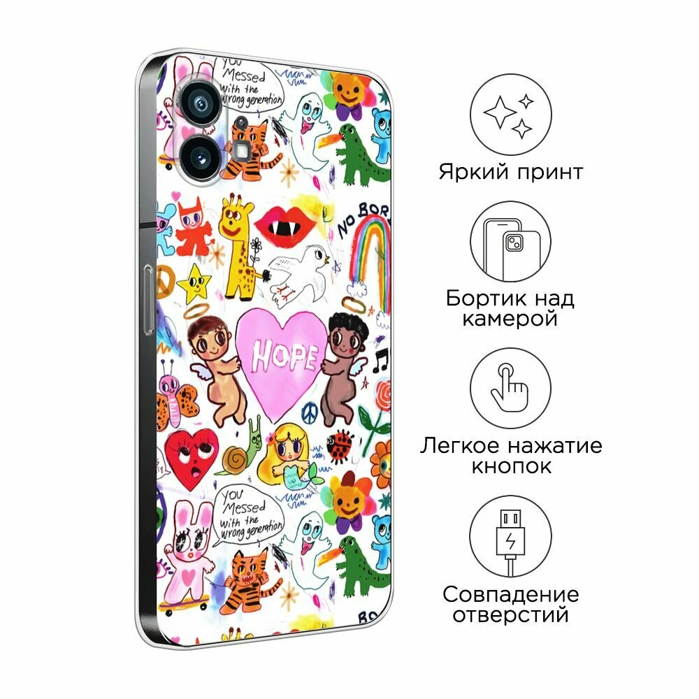Чехол на Nothing Phone 1 / Нафинг Фон 1 с принтом "Милые рисунки" — фото 1