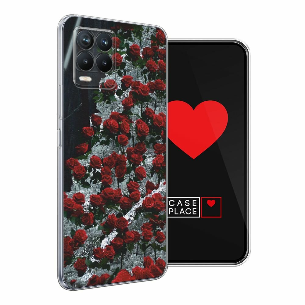 Чехол на Realme 8/8 Pro / Реалми 8/8 Про с принтом Цветущие алые розы — фото 1