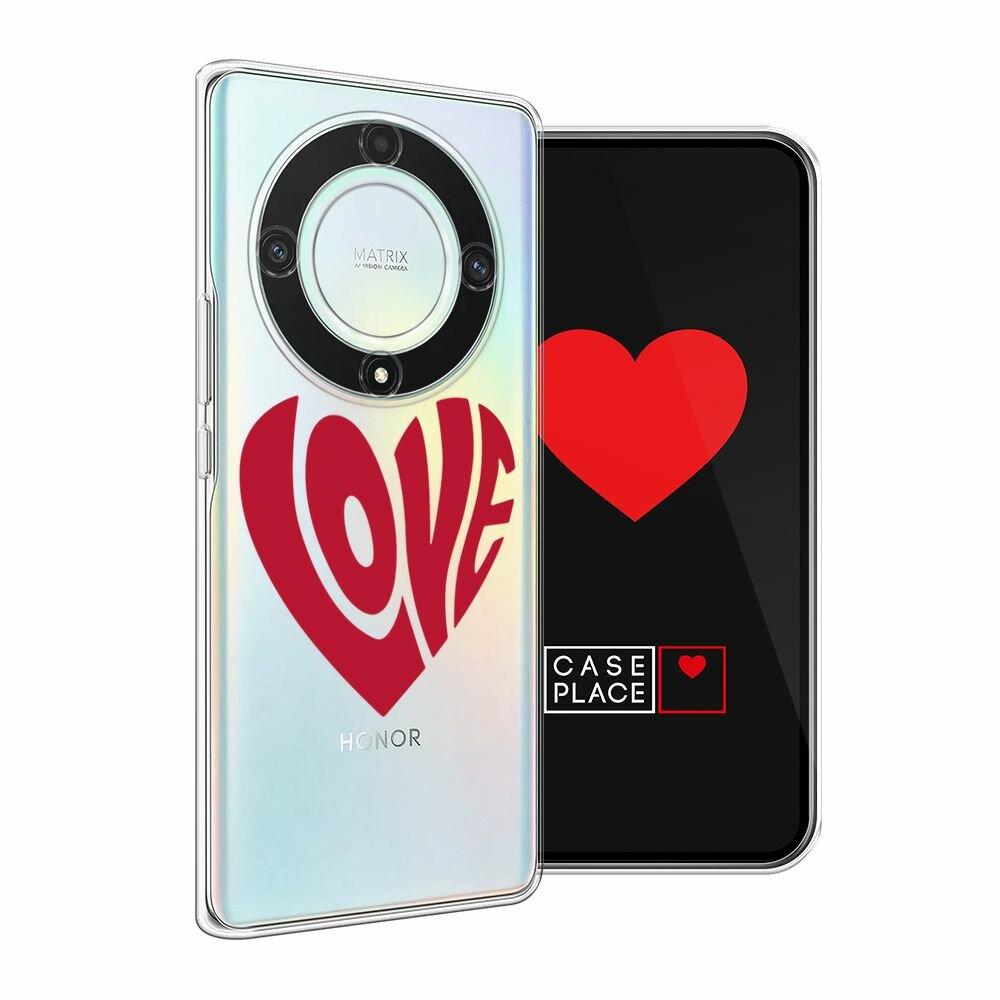 Чехол на Honor X9A / Хонор X9A с принтом "Love heart 2 - 14 февраля", прозрачный — фото 1