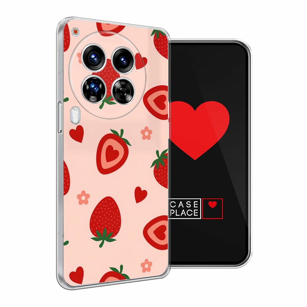 Чехол на Tecno Camon 30 Premier / Текно Камон 30 Премьер с принтом "Heart strawberries 1 - 14 февраля" — фото 1