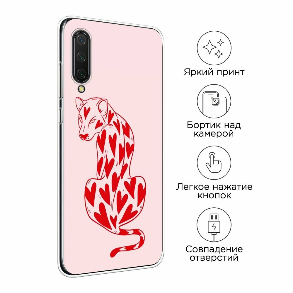 Чехол на Xiaomi Mi CC9/A3 Lite/9 Lite / Сяоми Mi CC9/A3 Lite/9 Lite с принтом "Heart panther 1 - 14 февраля" — фото 1