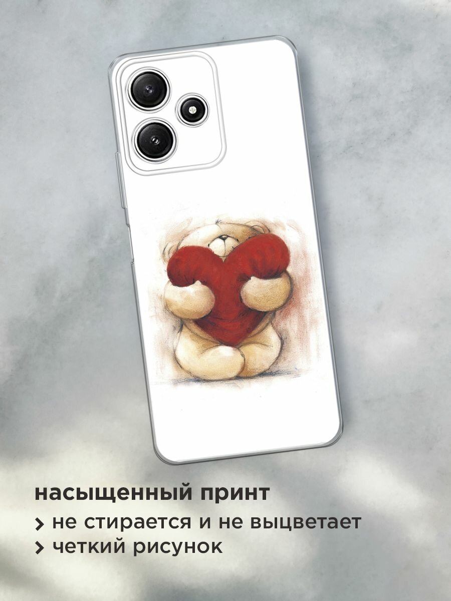 Чехол на Xiaomi Redmi 12 / Сяоми Редми 12 с принтом "Мишка с сердцем 1" — фото 1