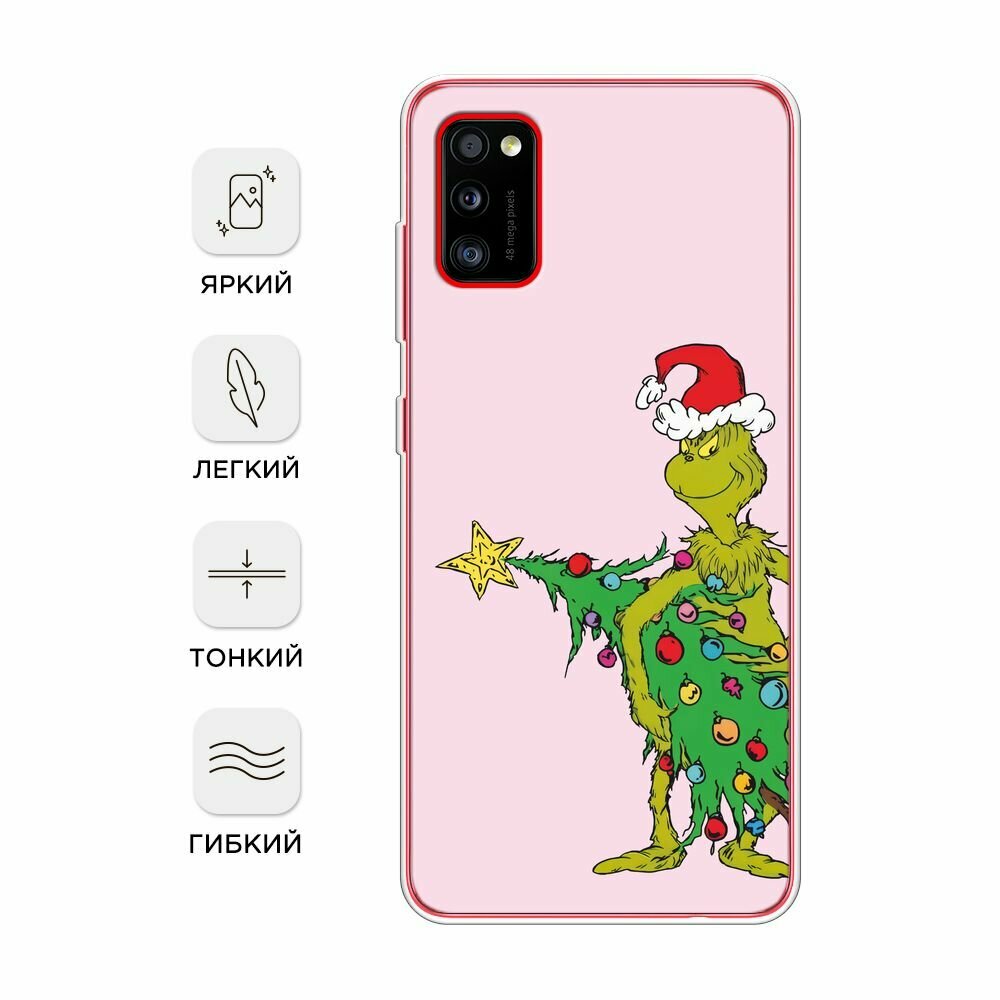 Чехол на Samsung Galaxy A41 / Самсунг Галакси А41 с принтом Гринч с ёлкой 1 — фото 1
