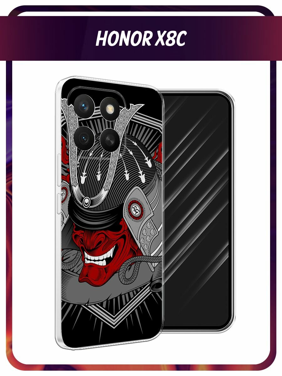 Чехол на Honor X8c / Хонор X8c с принтом "Красная маска самурая"