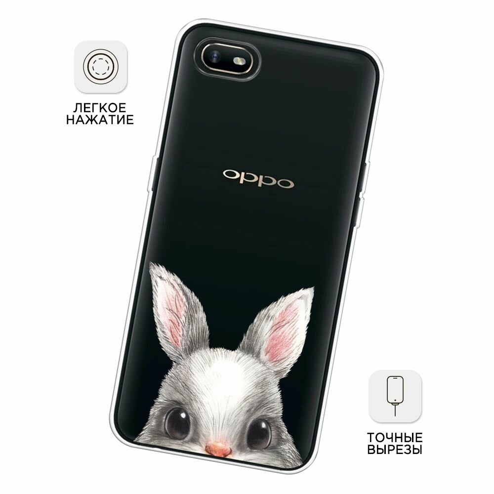 Чехол на Oppo A1k / Оппо А1к с принтом Карандашный кролик 2, прозрачный — фото 1