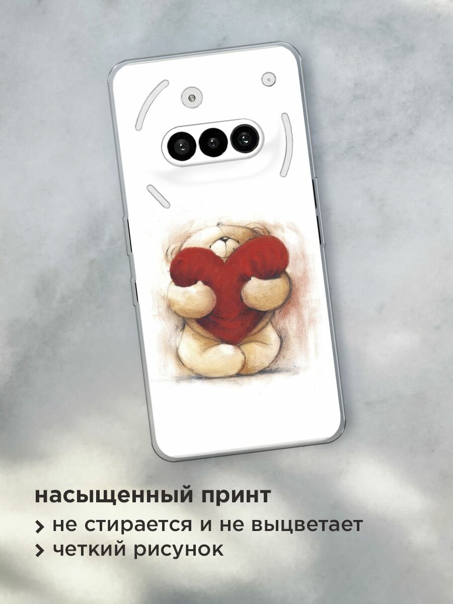 Чехол на Nothing Phone 3a / Нотинг Фон 3а с принтом "Мишка с сердцем 1" — фото 1