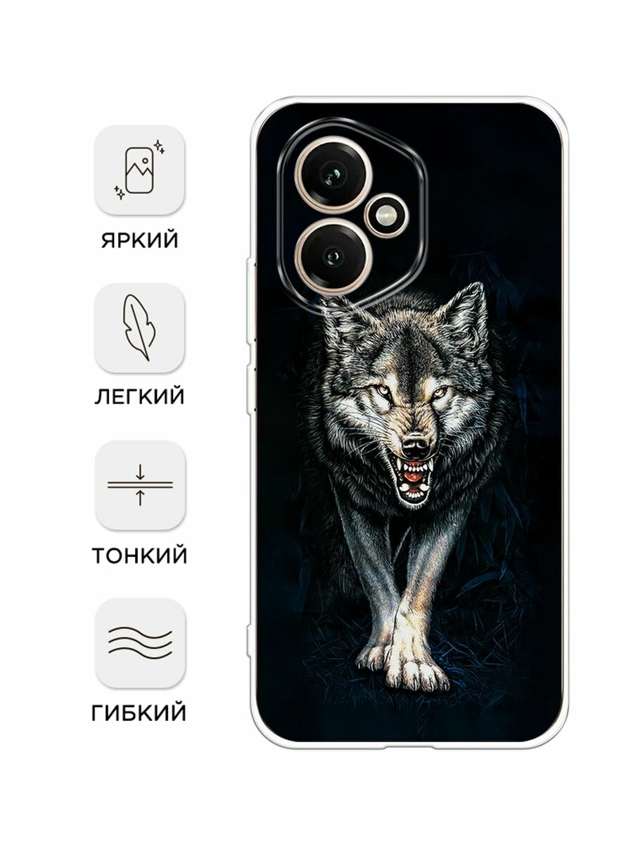 Чехол на Honor 400 / Хонор 400 с принтом "Злобный волк из ночи" — фото 1