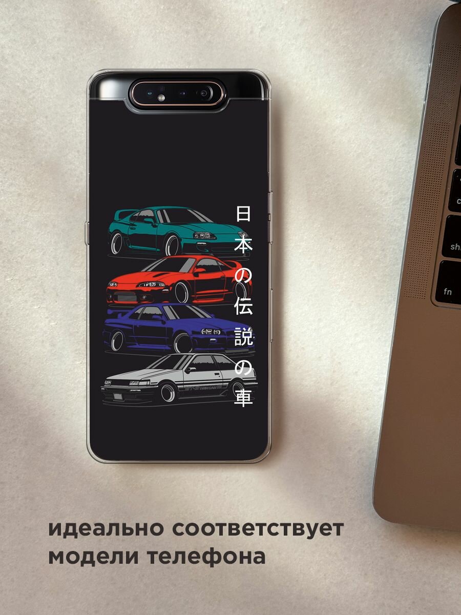 Чехол на Samsung Galaxy A80 / Самсунг Гэлакси A80 с принтом "JDM Legend cars" — фото 1