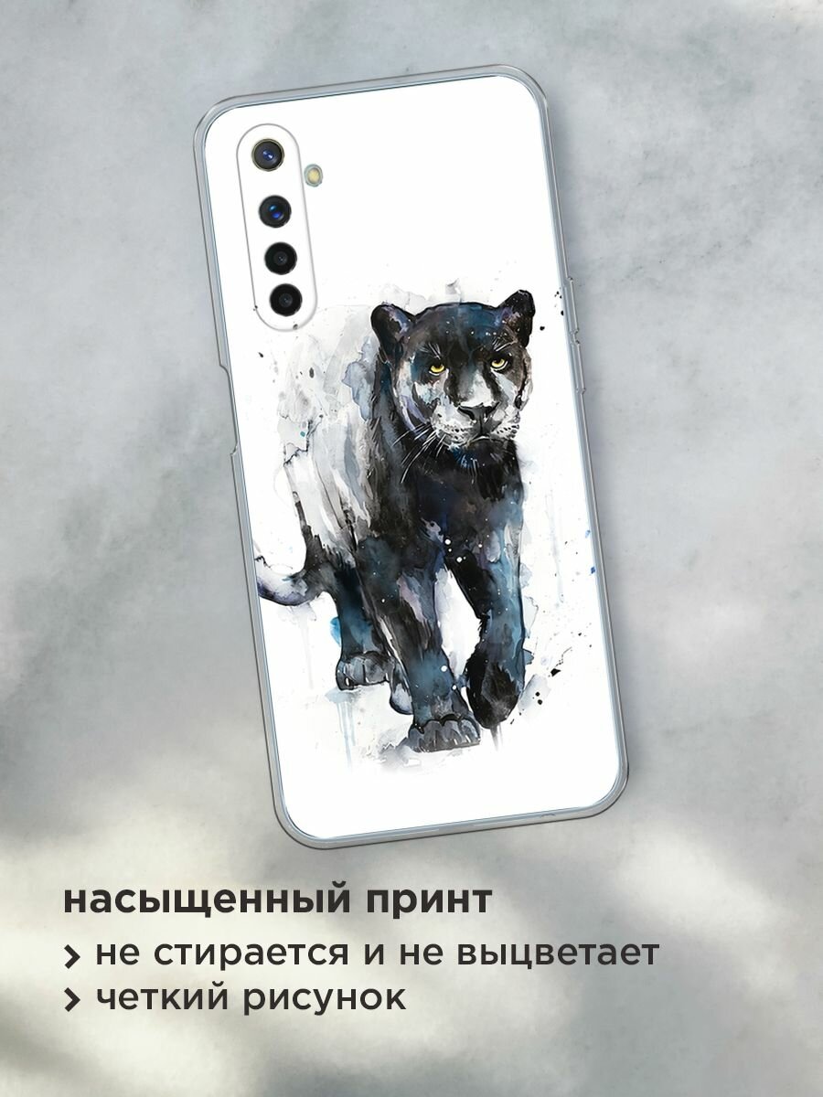 Силиконовый чехол на Realme 6 / Реалми 6 с принтом "Пантера арт 3" — фото 1