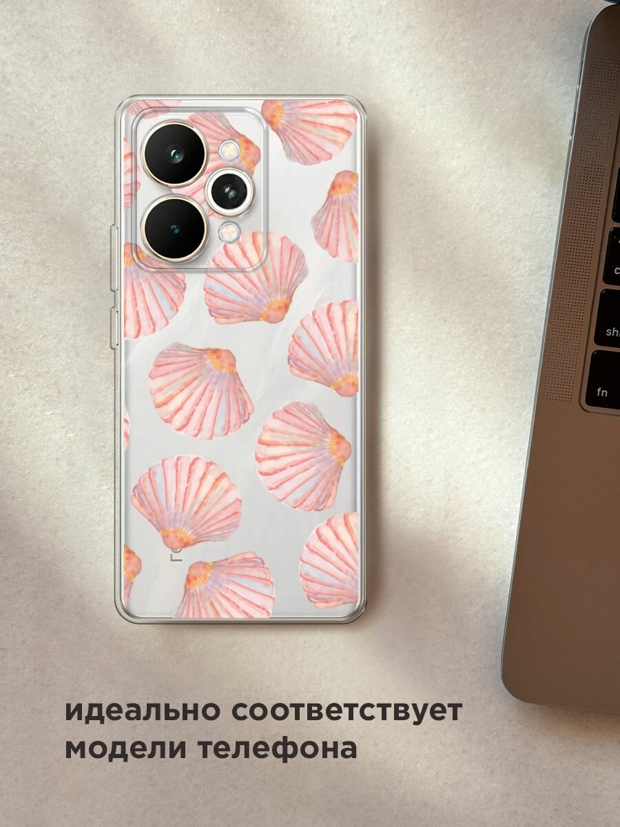 Чехол на Realme 15 Pro / Реалми 15 Про с принтом "Ракушки паттерн", прозрачный — фото 1