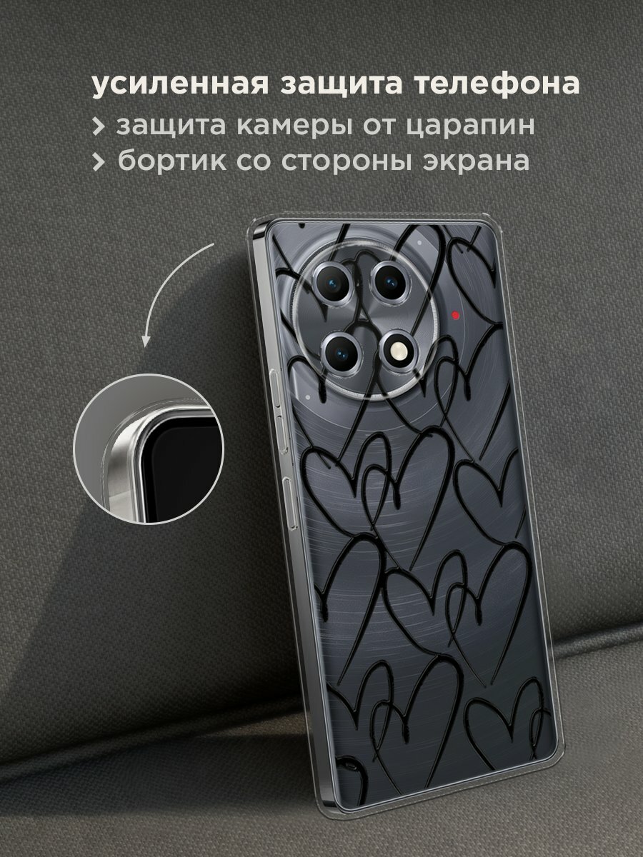 Чехол на Tecno Camon 30S / Текно Камон 30S с принтом "Hearts doodle black 1" — фото 1