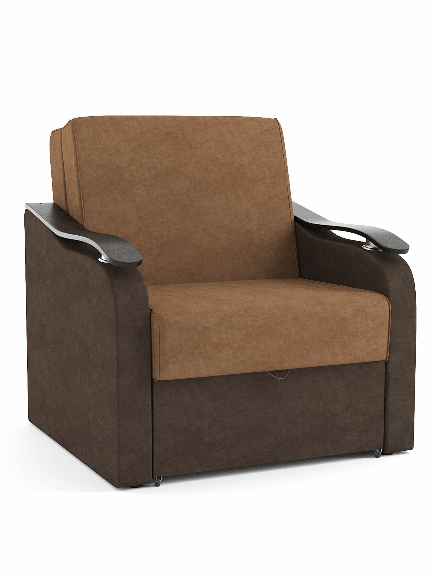 Кресло-кровать Волна МДФ, спальное 70*195 см, аккордеон, флок коричневый