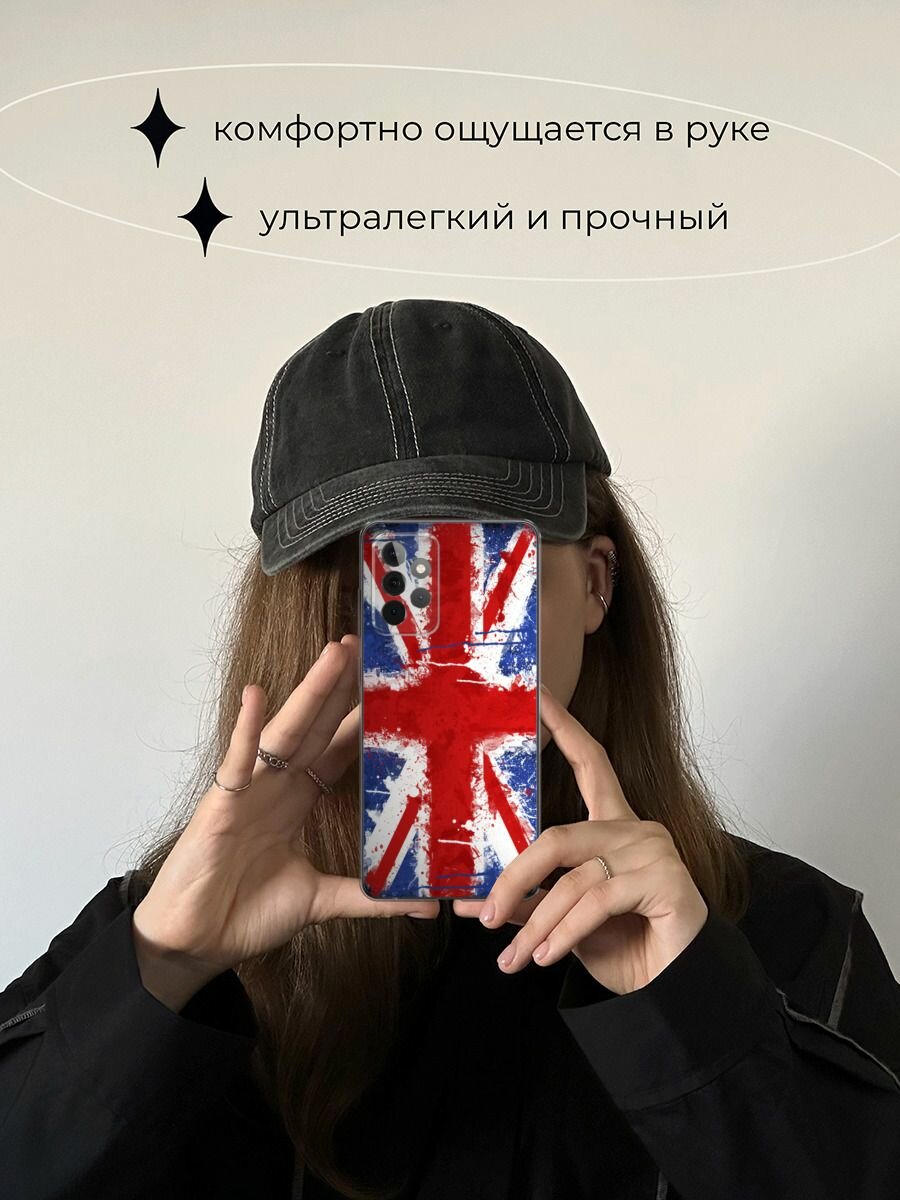 Чехол на Samsung Galaxy A72 / Самсунг Галакси А72 с принтом "Флаг Великобритании 2" — фото 1