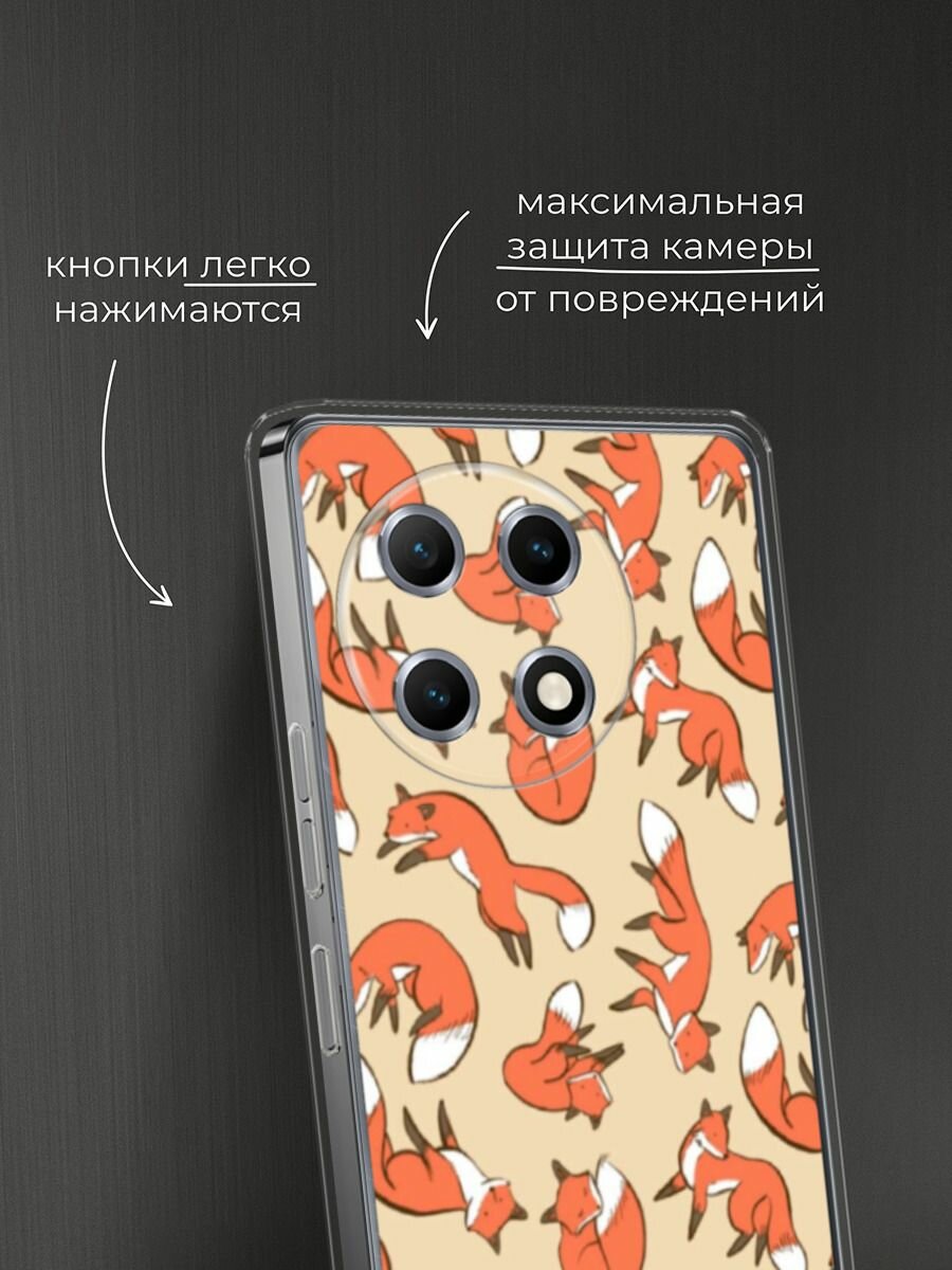 Чехол на Tecno Camon 30S / Текно Камон 30S с принтом "Лисички фон" — фото 1