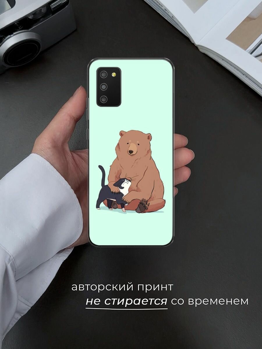 Чехол на Samsung Galaxy A02s / Самсунг Галакси A02s с принтом "Медведь и кошка дружба" — фото 1